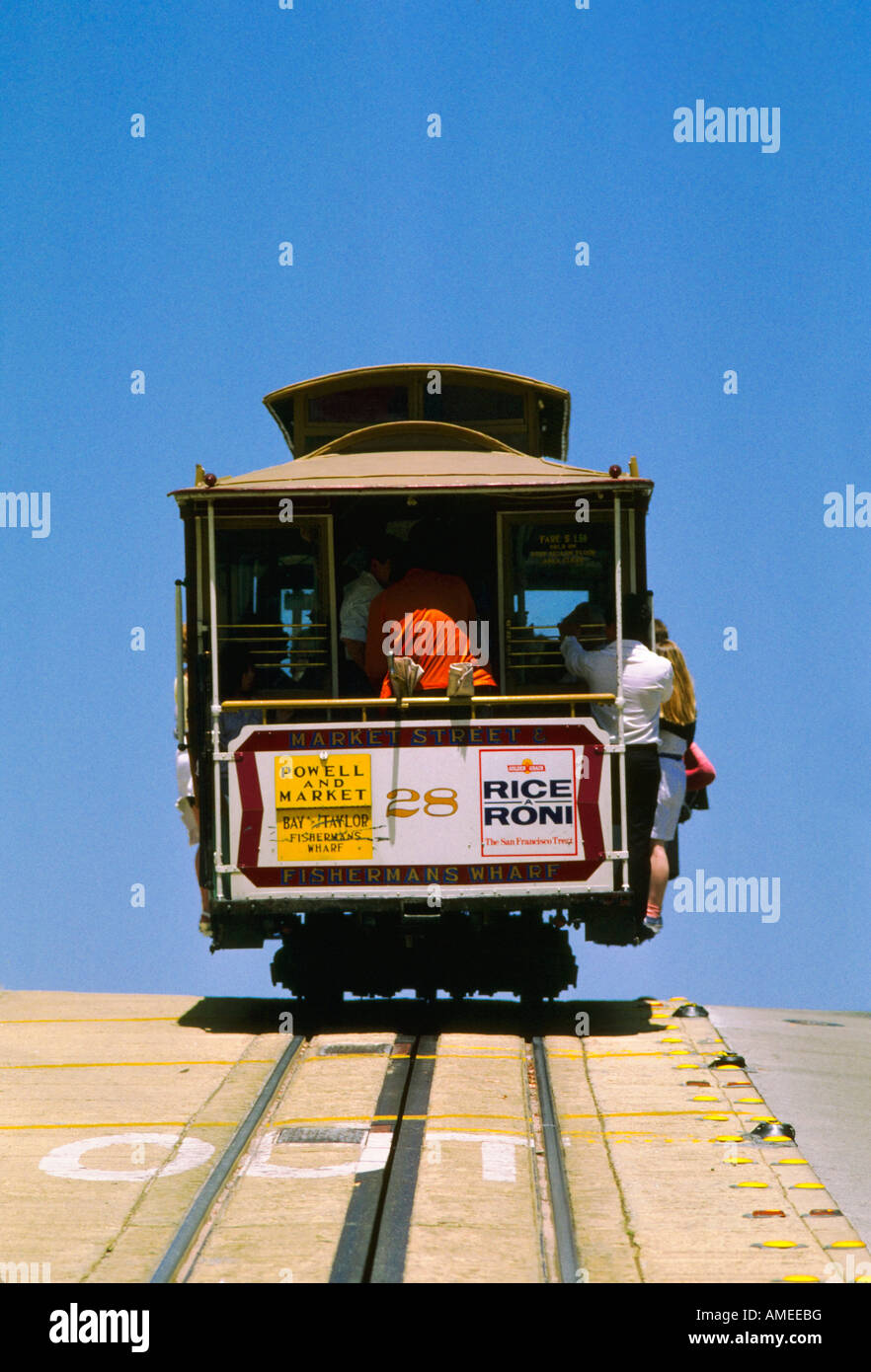 cable car on hill in San Francisco California USA Stock Photo - Alamy