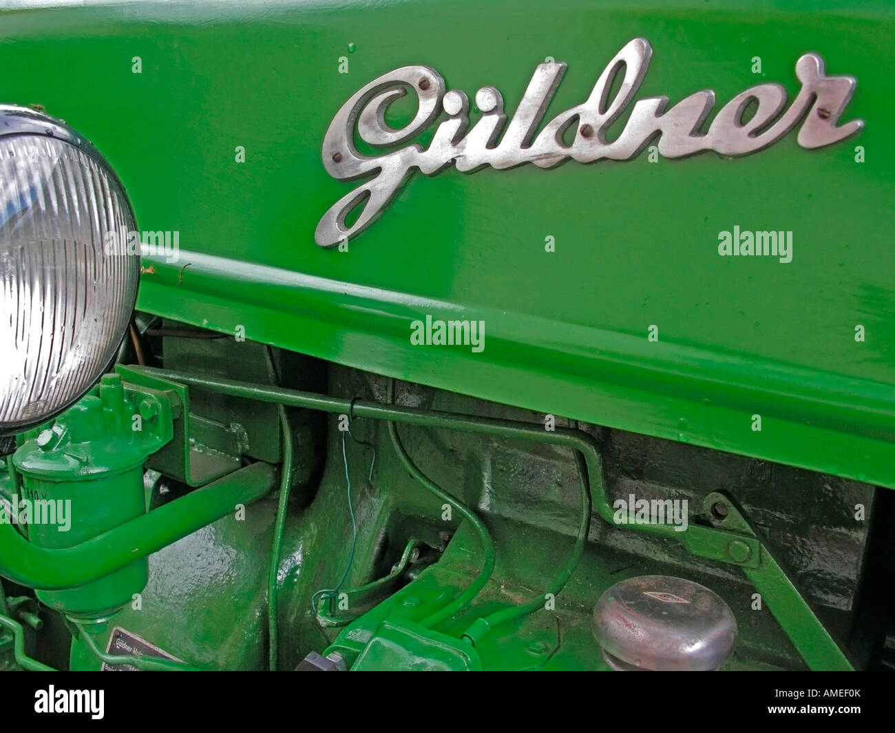 German oldtimer tractor with label for Güldner Stock Photo - Alamy