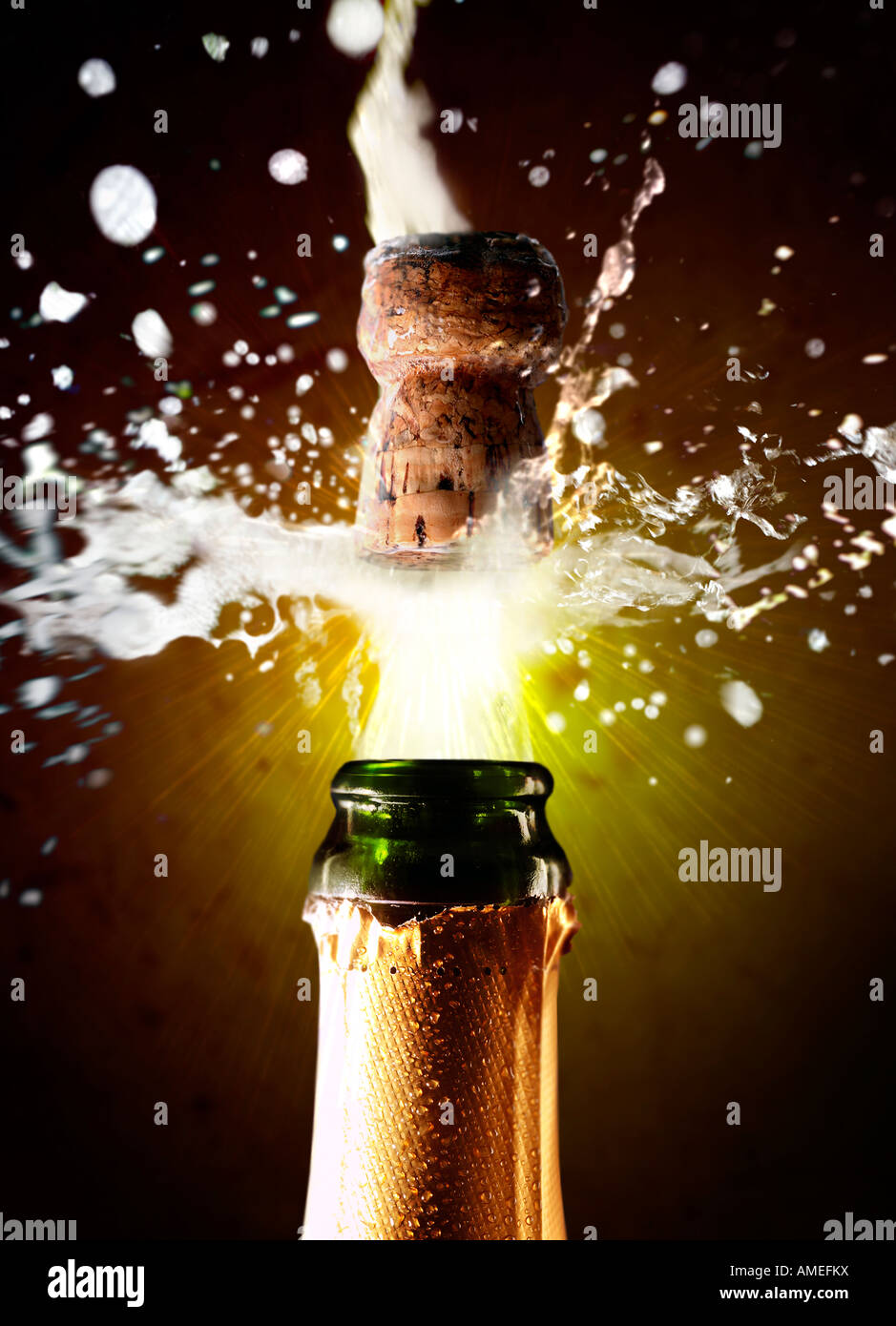 Close up of champagne cork popping Stock Photo - Alamy