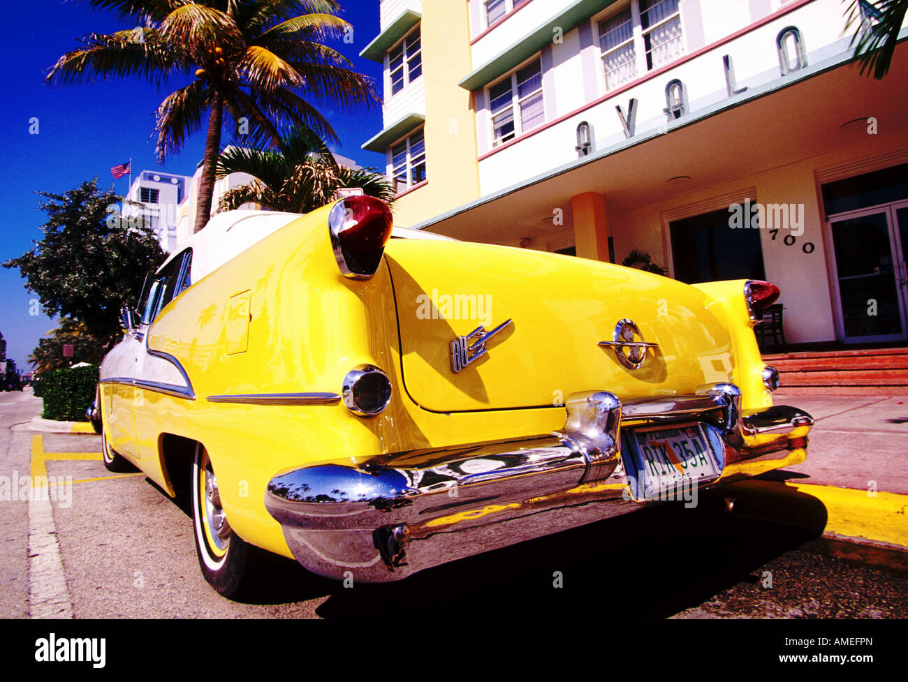 classic 60's pontiac car parked outside avalon hotel on ocean avenue ...