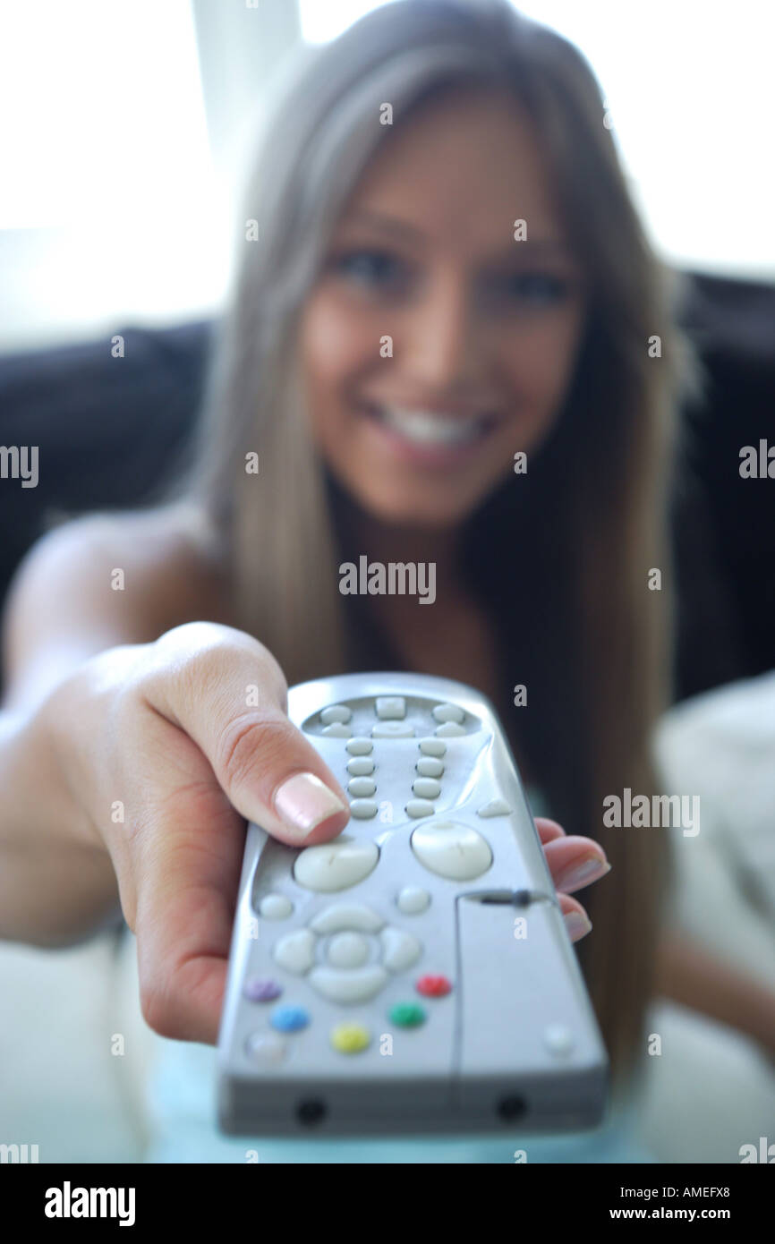 Woman arms up camera view sofa hi-res stock photography and images - Alamy