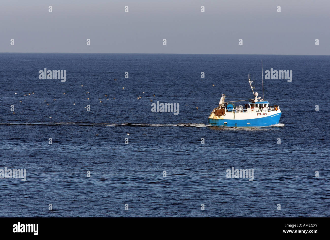 Fishing boat returns to port at Fraserburgh, scotland, UK, after ...