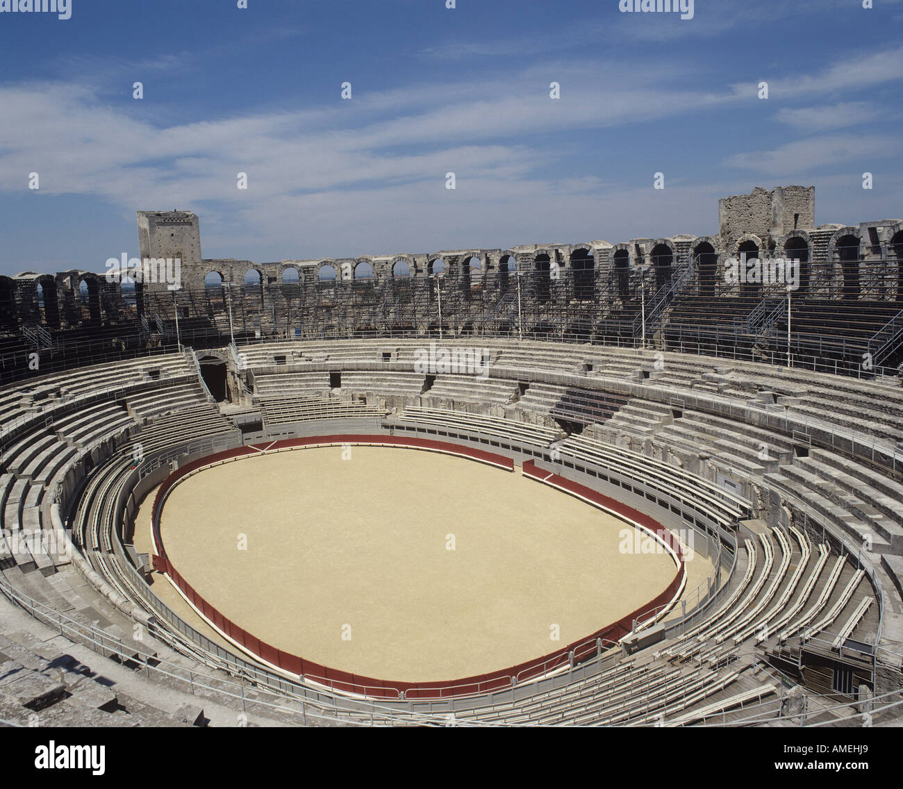 Viewed from above the arena and restored tiered seating within the ...