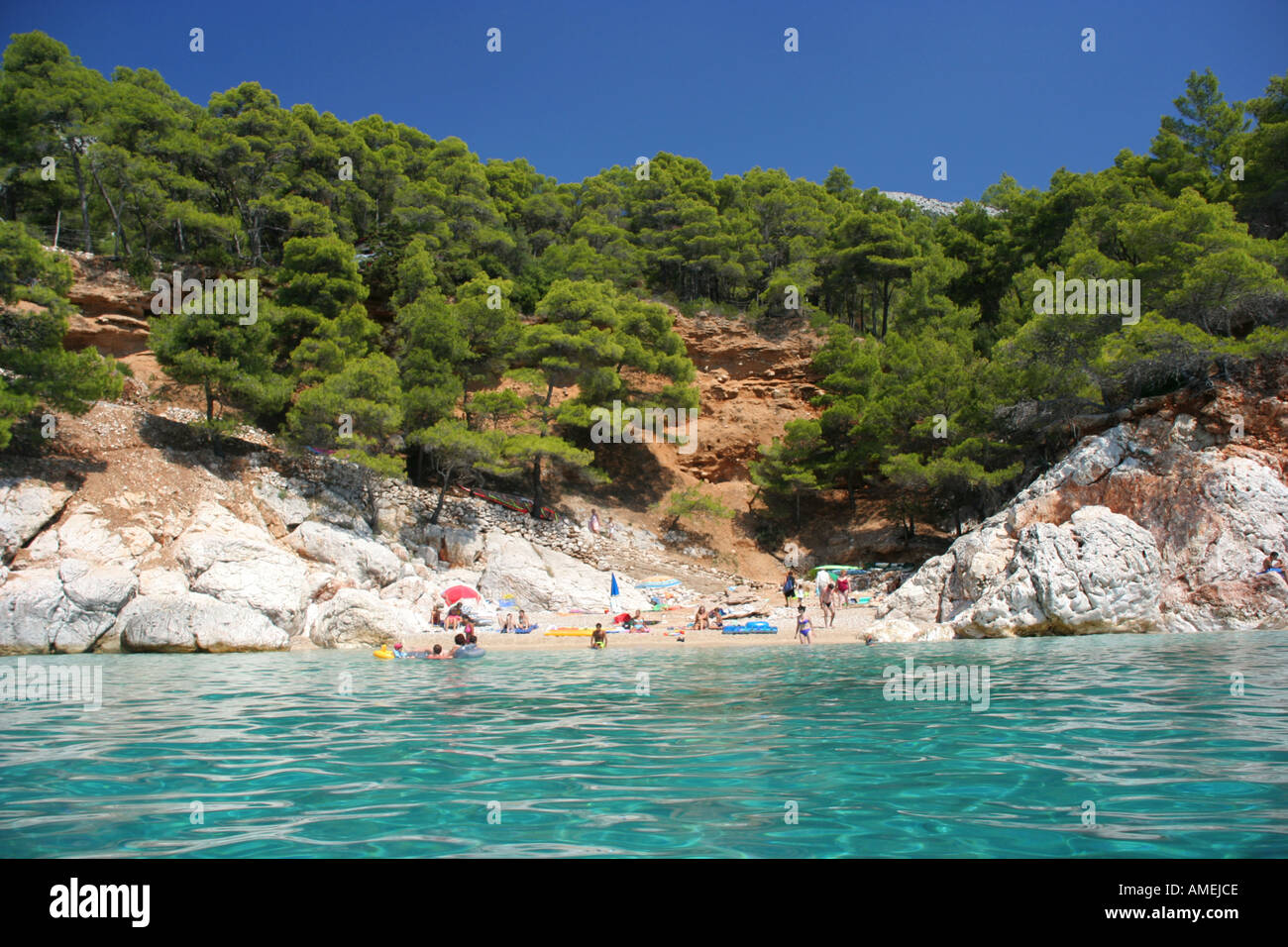 A spectacular bay near camping site in Jagodna village on Hvar Island ...