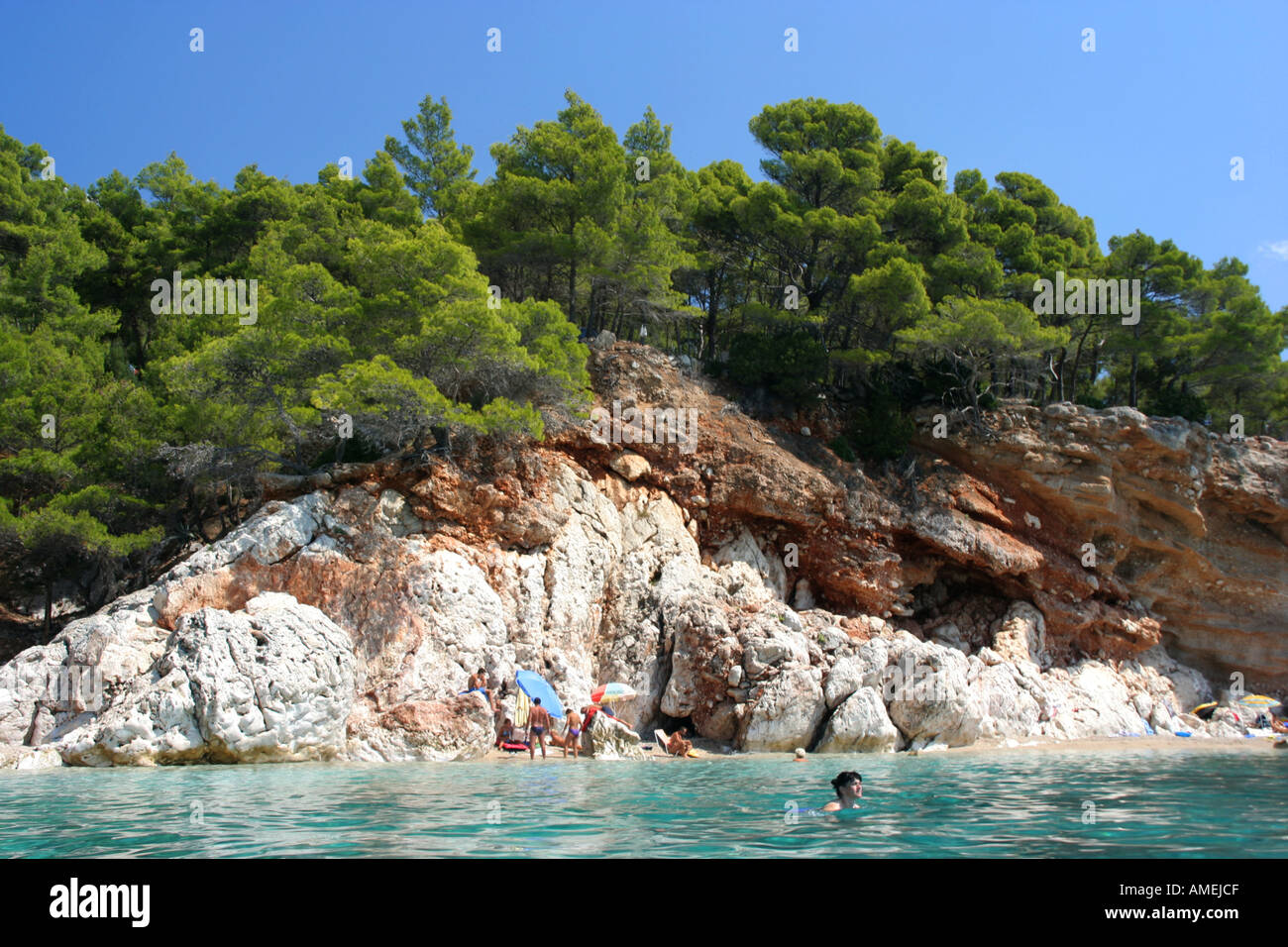 A spectacular bay near camping site in Jagodna village on Hvar Island ...