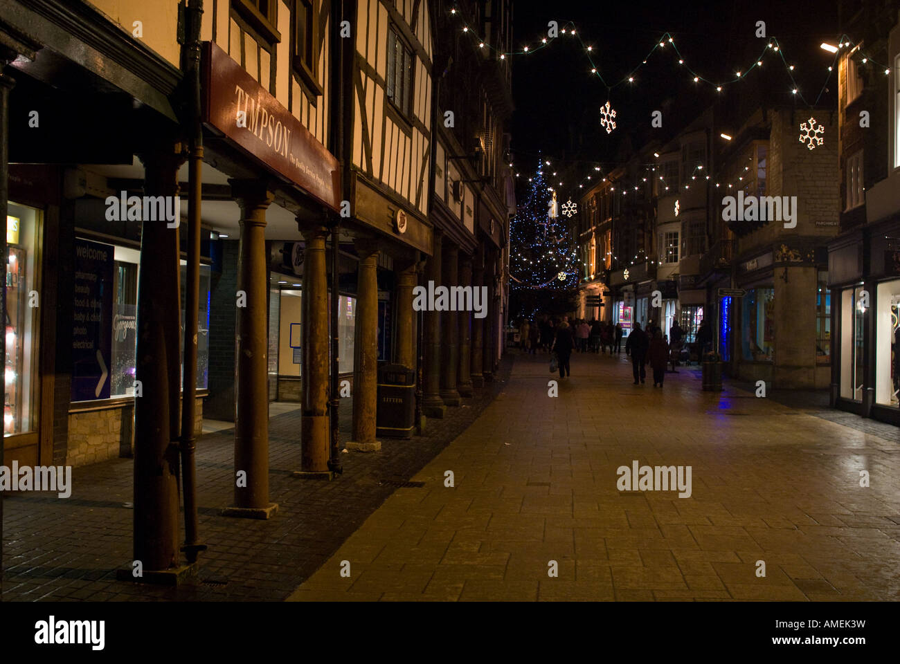Winchester High Street at night during the Christmas period Stock Photo ...
