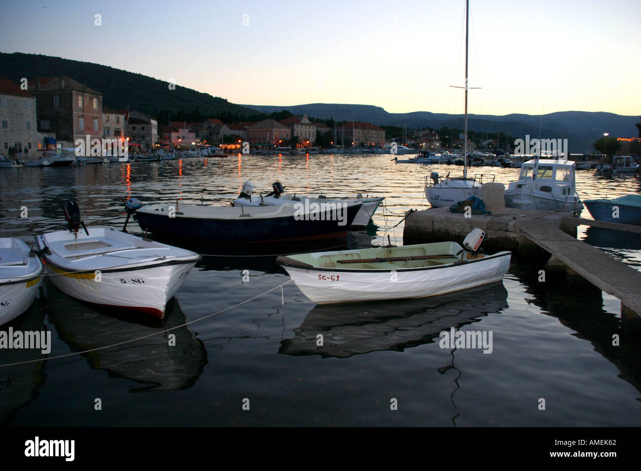 Stari Grad town at night on Hvar Island Stock Photo - Alamy