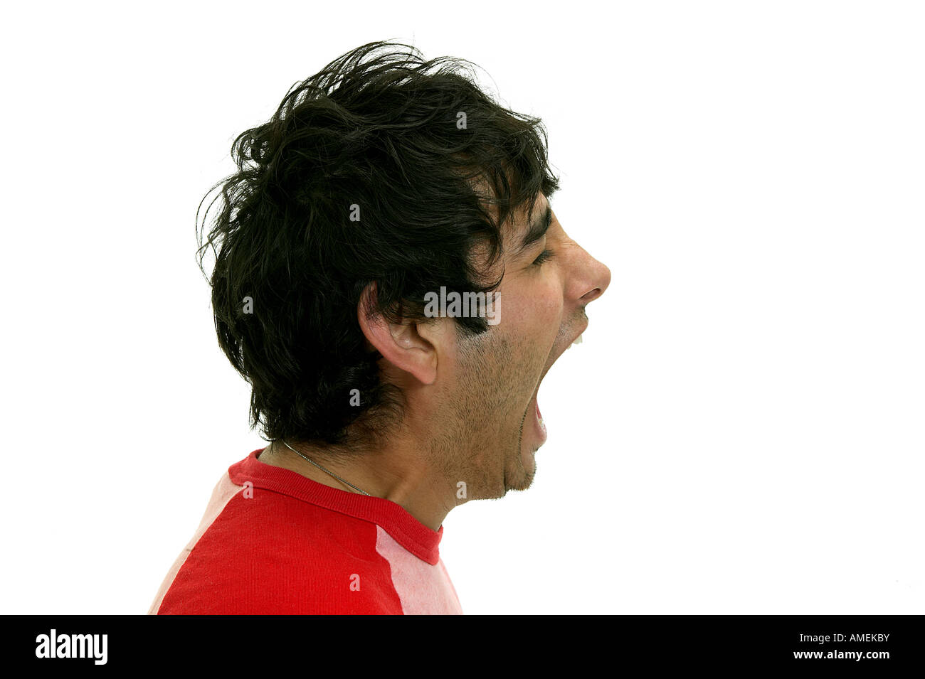 Profile, Man Screaming Stock Photo - Alamy