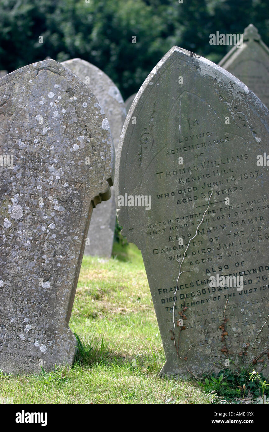 Gravestones, in a Welsh Graveyard Stock Photo - Alamy