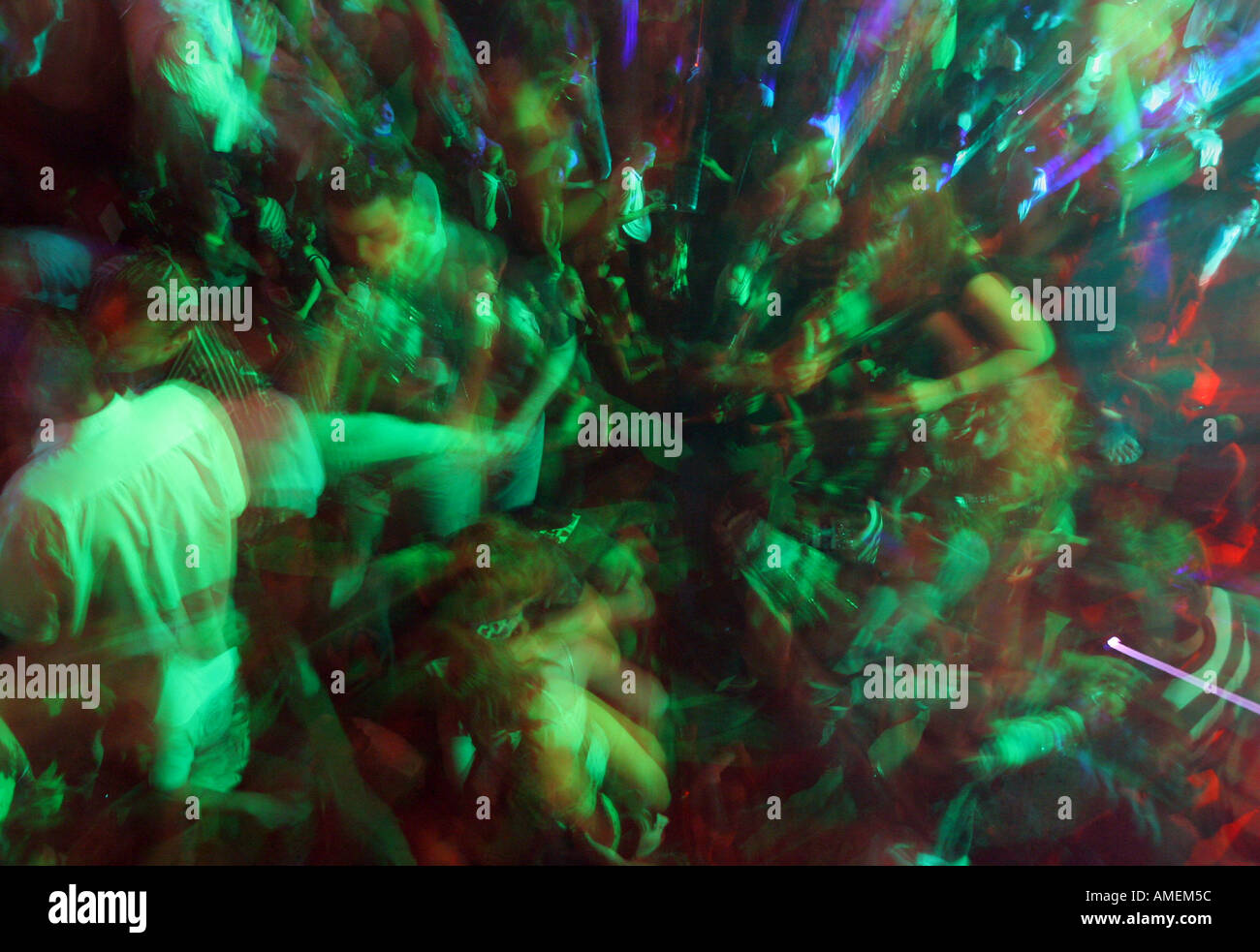long exposure looking down on crowd at busy nightclub koko in london ...