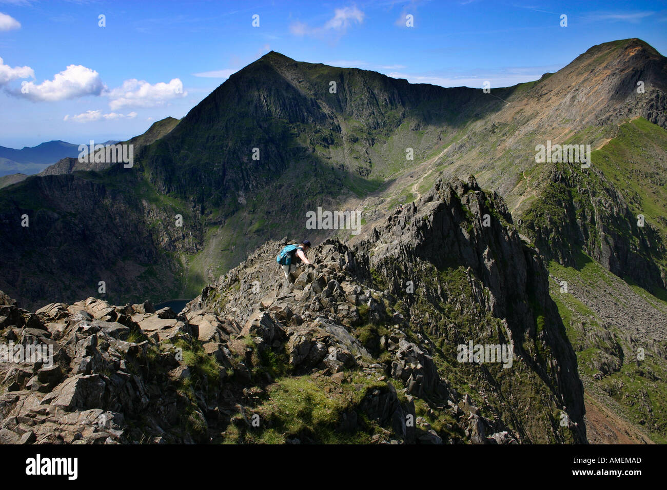 View towards Snowdon from Crib Goch Wales Stock Photo - Alamy
