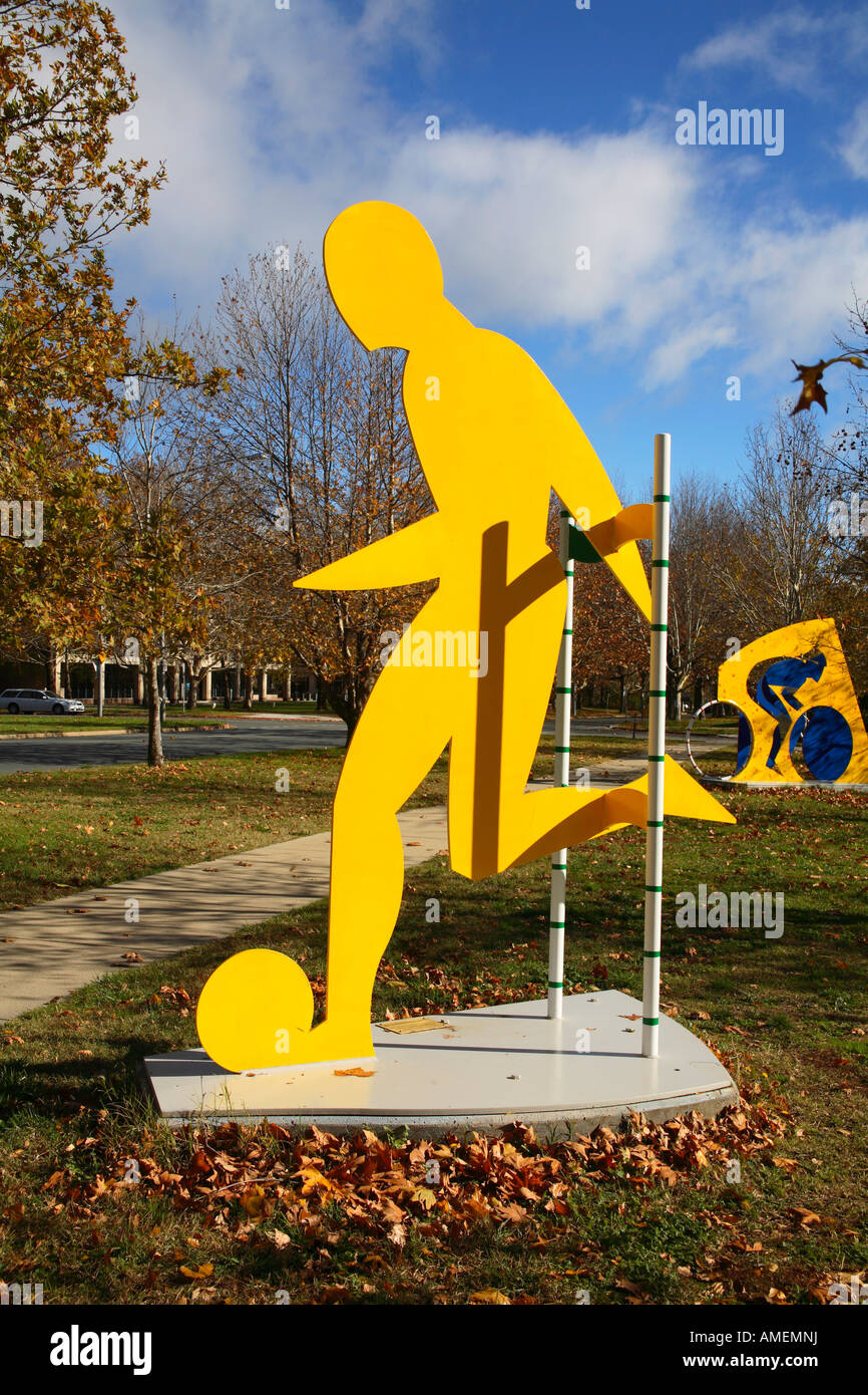Ken Cato design - Yellow coloured Soccer player Canberra Australia ...