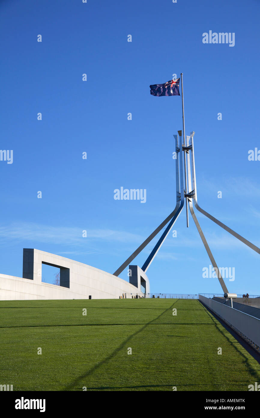 Australian Flag flying over Parliament House on Capital Hill Canberra ...