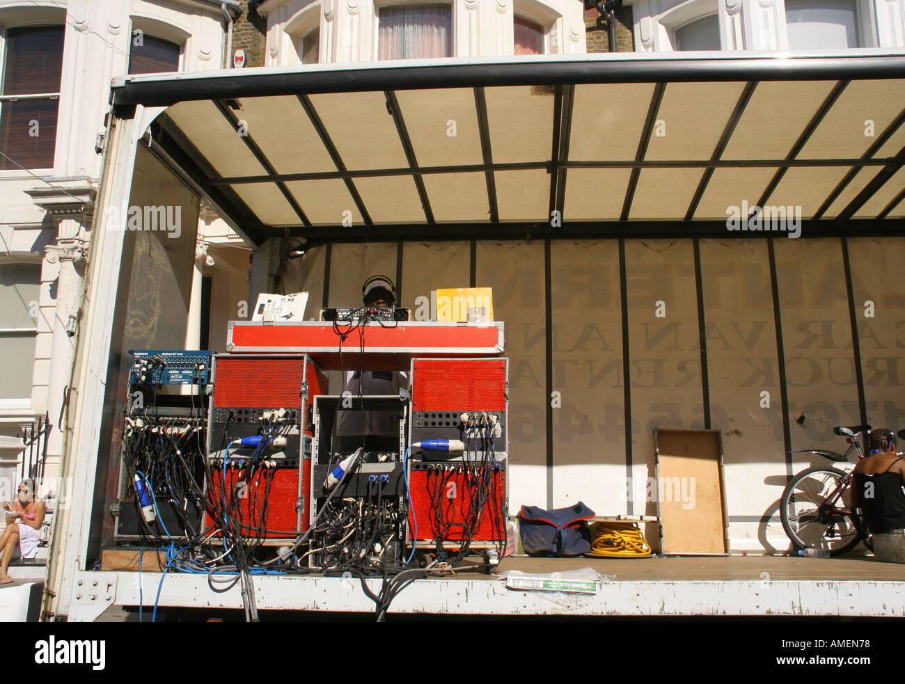 a sound system van with a dj playing at the notting hill carnival 2005 ...