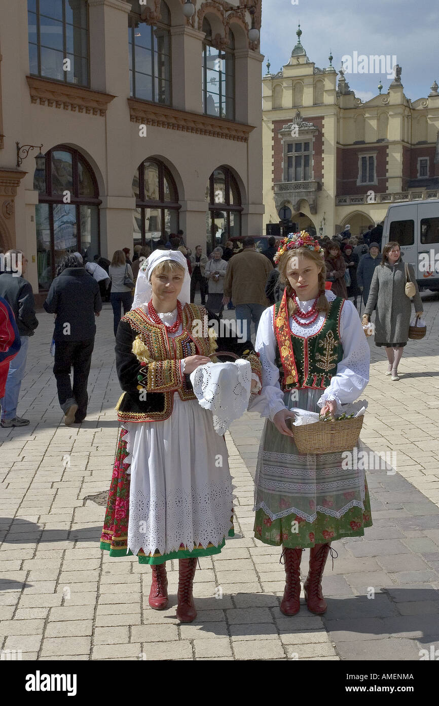 Women in national dress during the Polish tradition of blessing food on ...