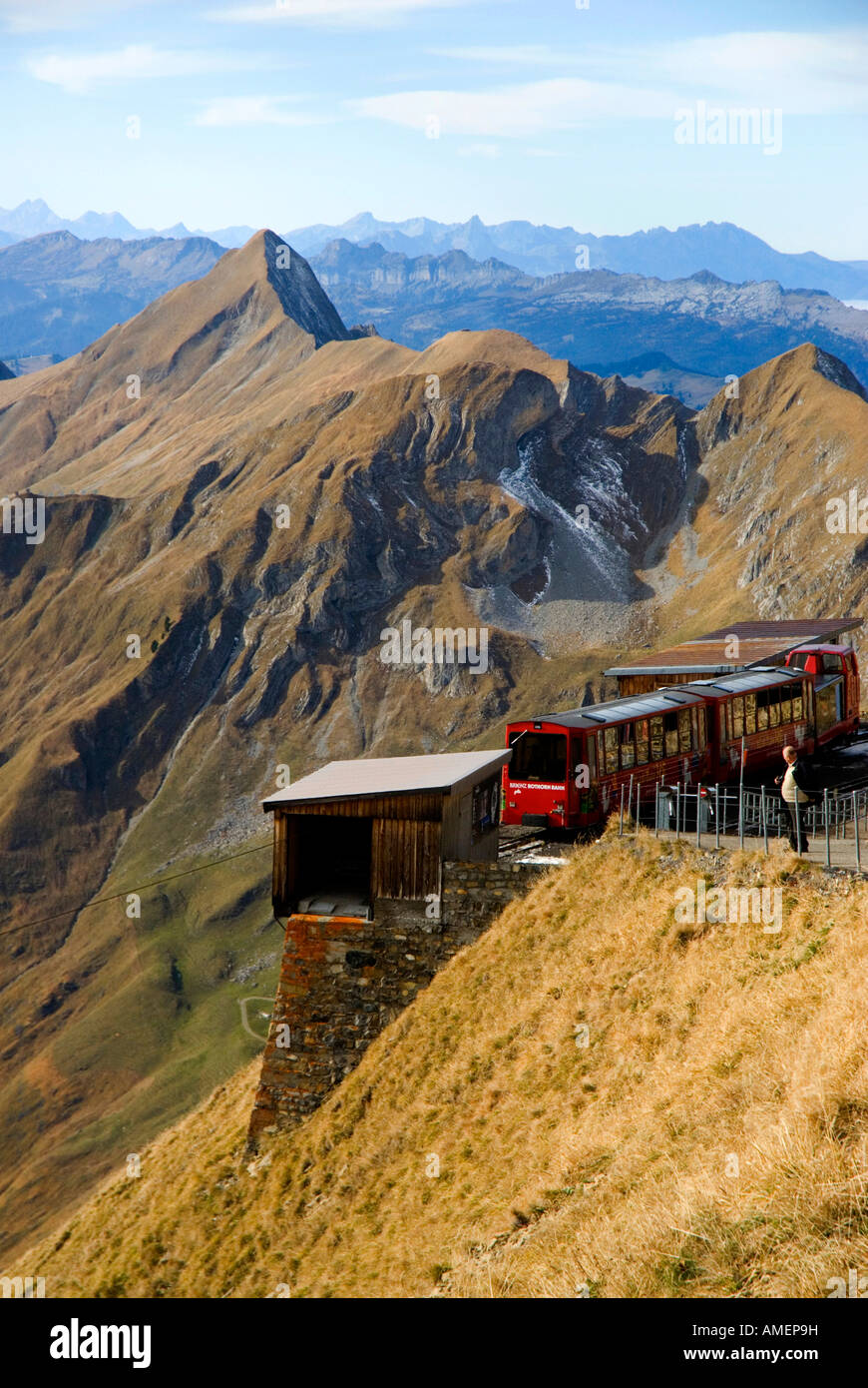 Mountain Train Rothorn Bahn between Brienz and Brienzer Rothorn s peak ...