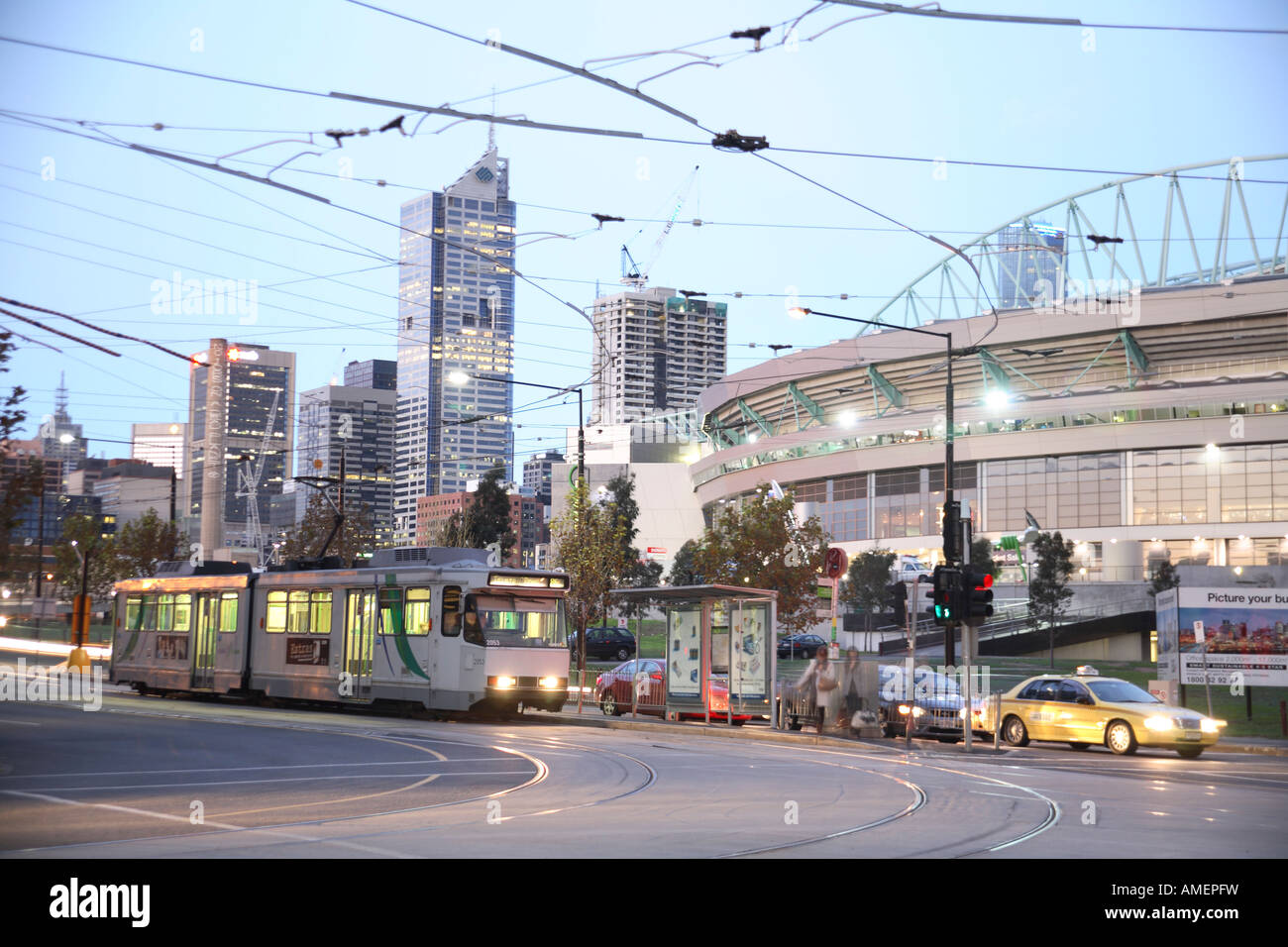Melbourne City Tram at sunset Stock Photo - Alamy