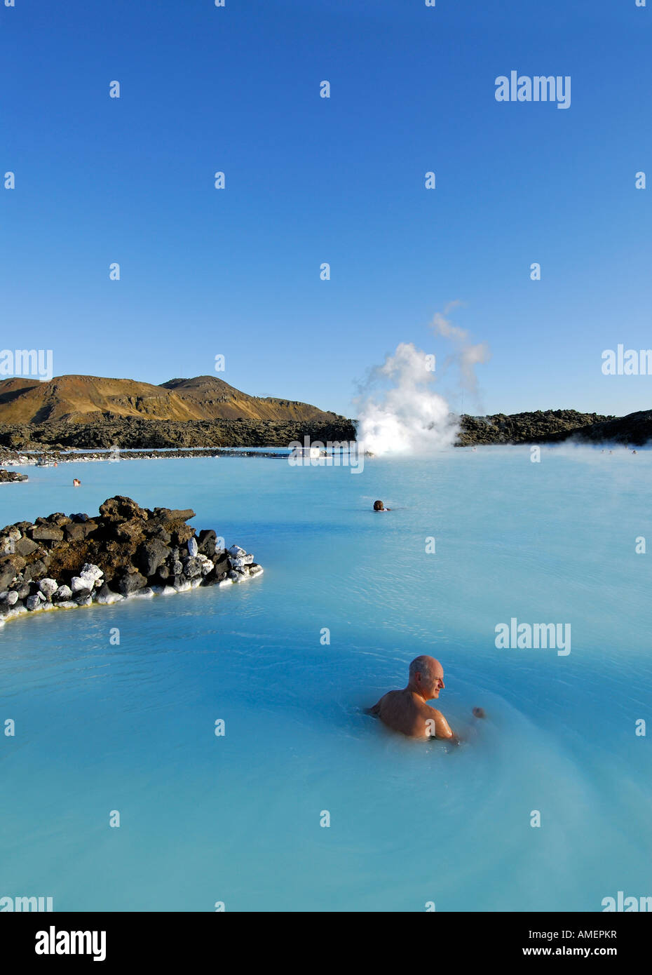Icelanders enjoying a dip in the Blue Lagoon Iceland Stock Photo - Alamy