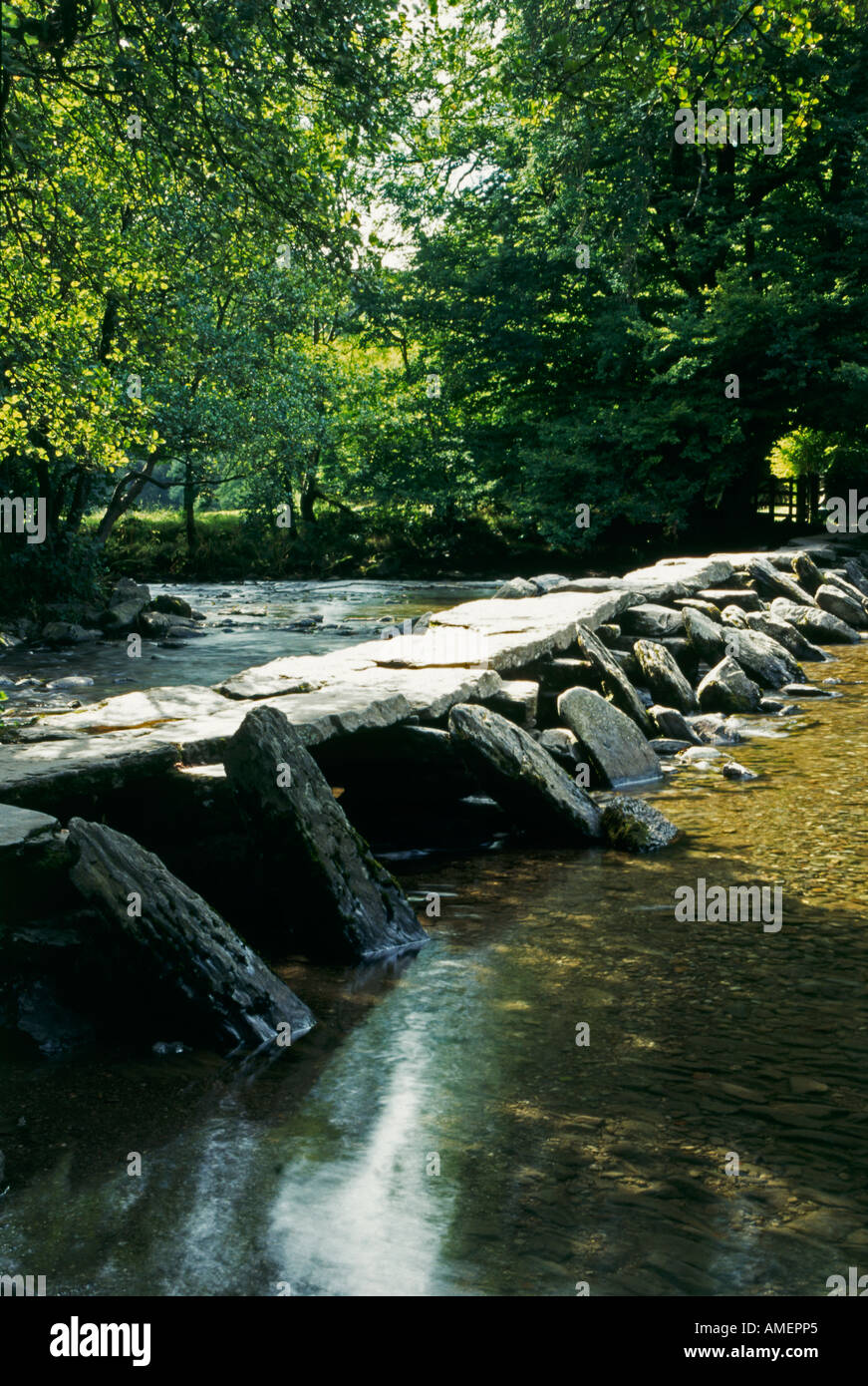 Tarr Steps a 17 span medieval clapper bridge stretching 55 yards across ...