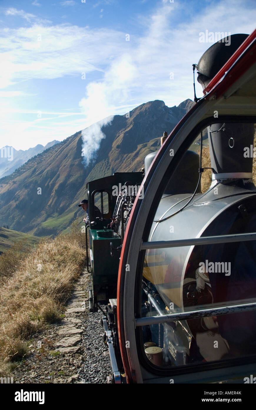 Mountain Train Rothorn Bahn between Brienz and Brienzer Rothorn s peak ...