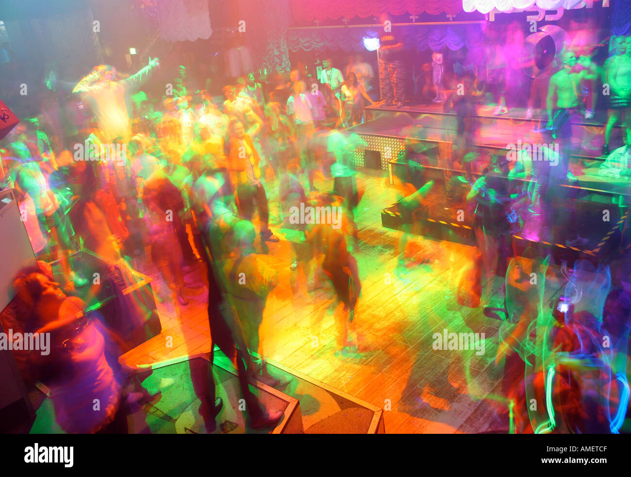 long exposure of ravers and dancers at uproar happy hardcore event in ...