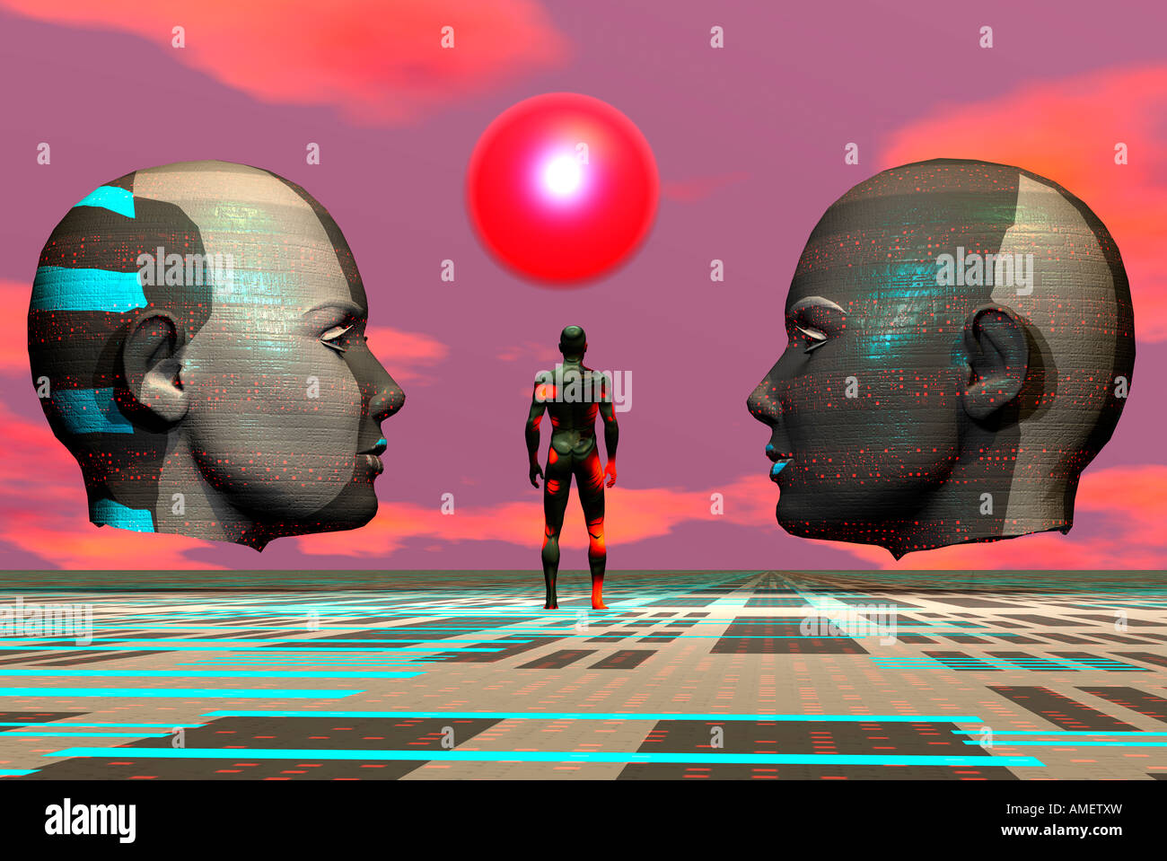 Machine World A 3D Conceptual Image ,Illustrating A World Controlled By ...