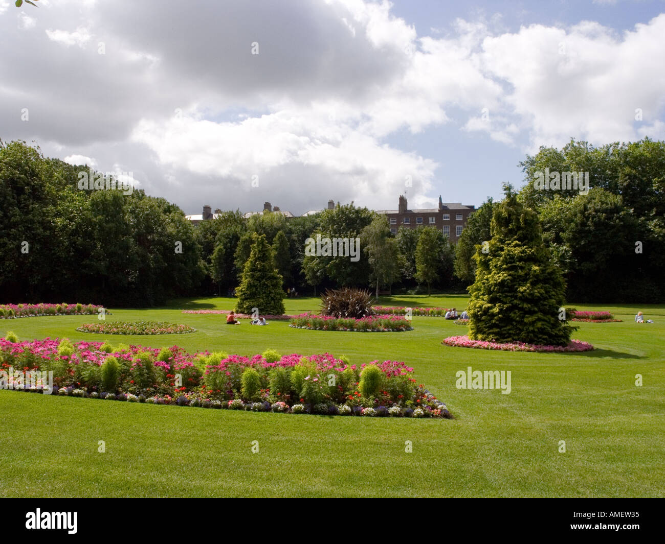 The lawns and flowerbeds of Merrion Square park in Dublin sparkle in ...