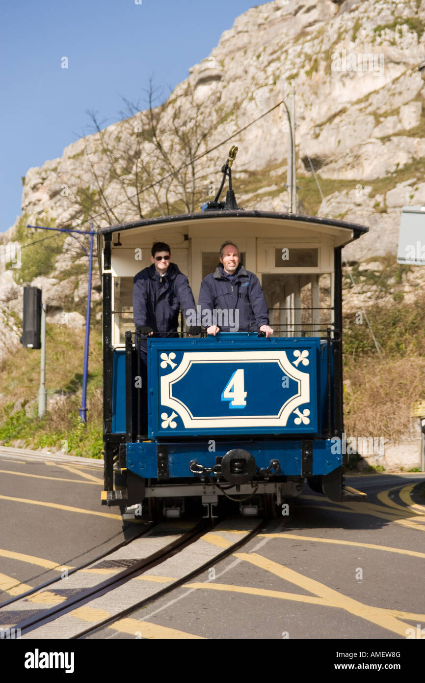 Victorian tram on the route up the Great Orme in Llandudno,North Wales ...