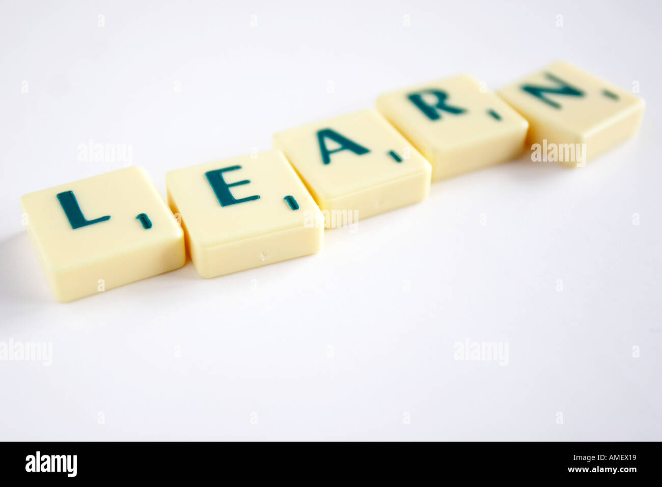 Scrabble letters forming the word Learn Stock Photo - Alamy