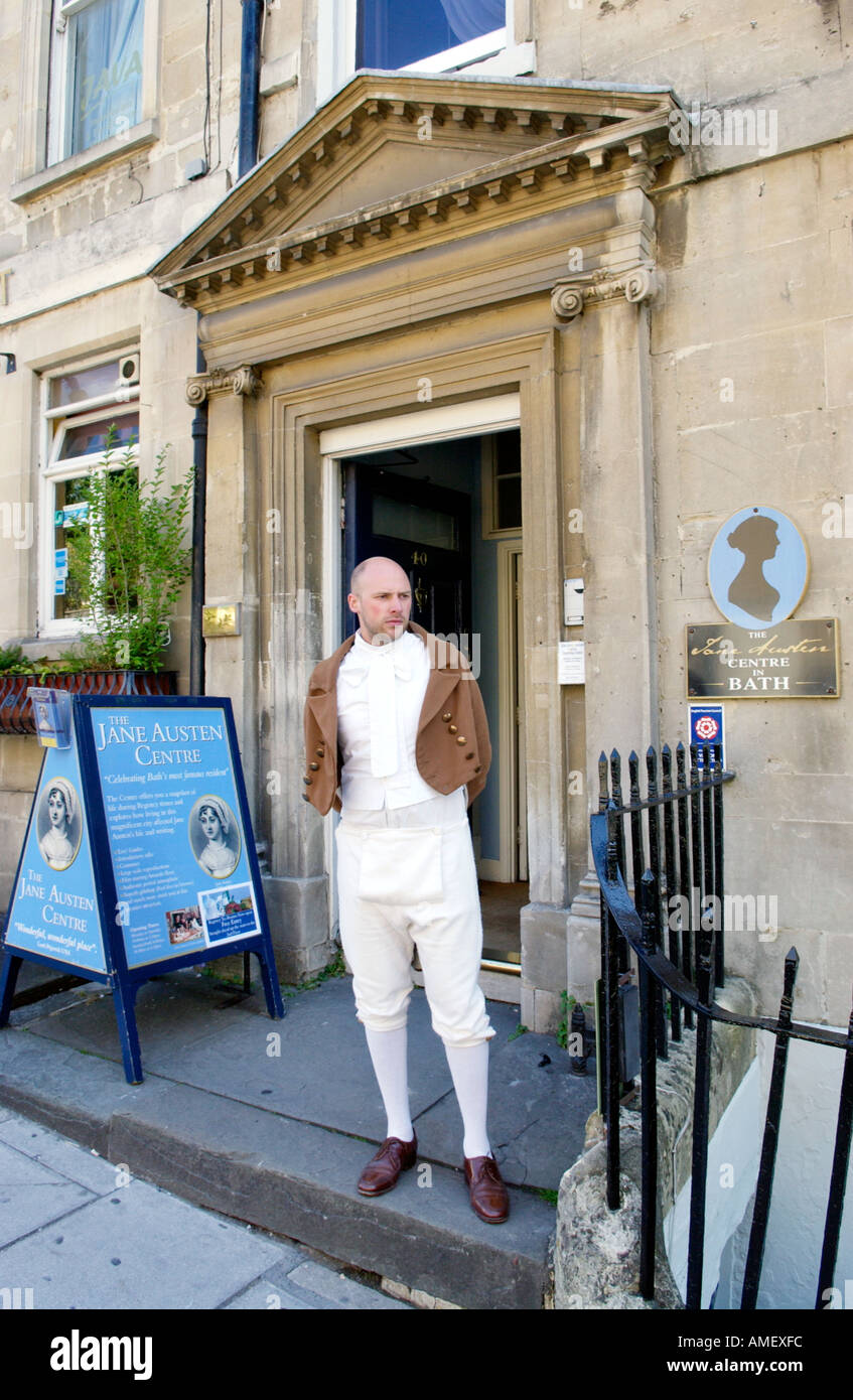 Meeter and greeter in Regency costume outside The Jane Austen Centre in ...