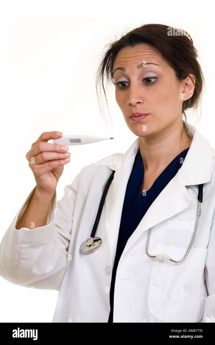 Nurse reading thermometer hi-res stock photography and images - Alamy