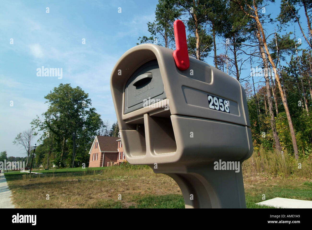 Mailbox with letters bills statements of communication Stock Photo - Alamy