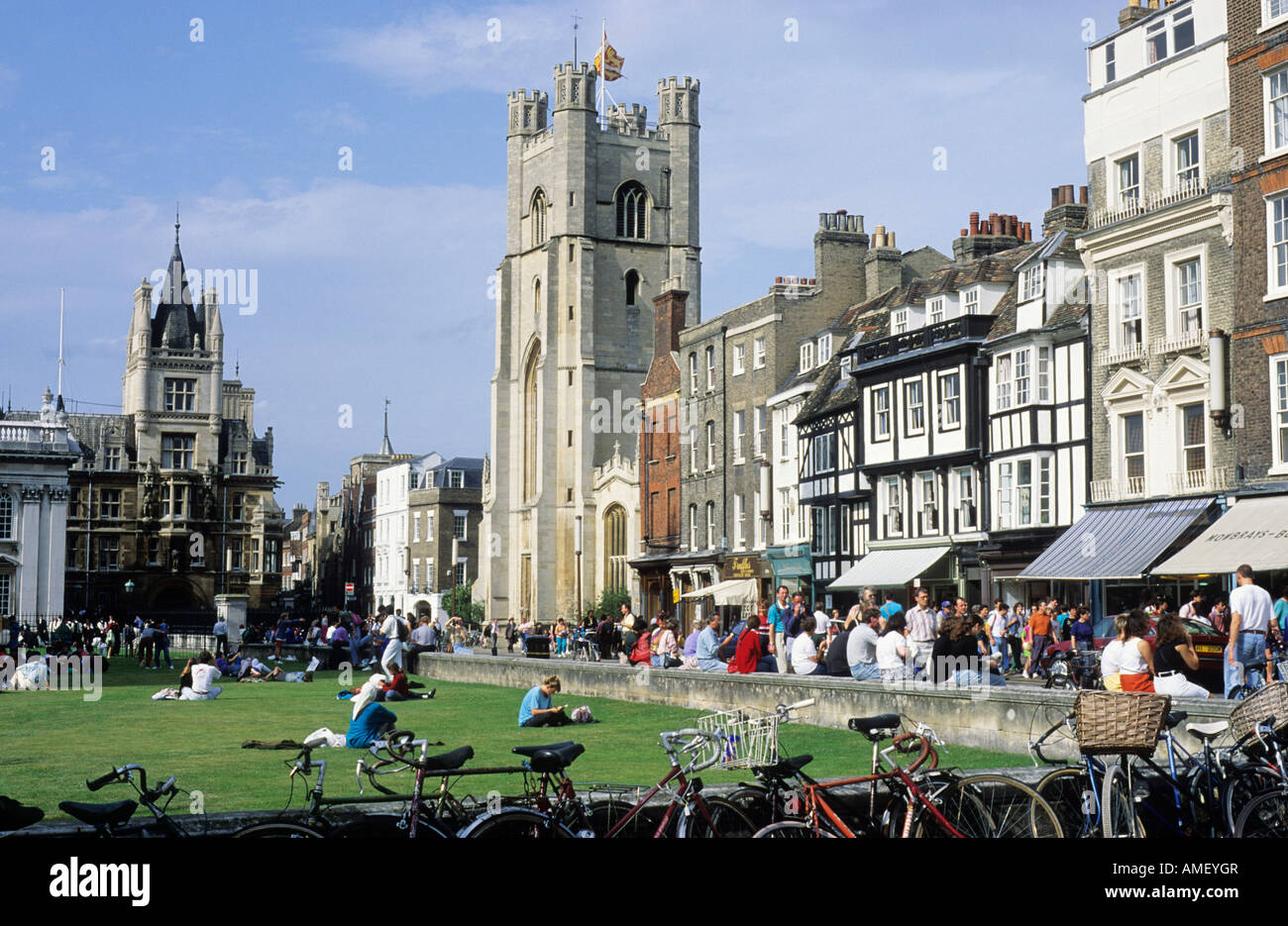 Cambridge Great St Mary s Church students kings Parade bicycles Stock ...