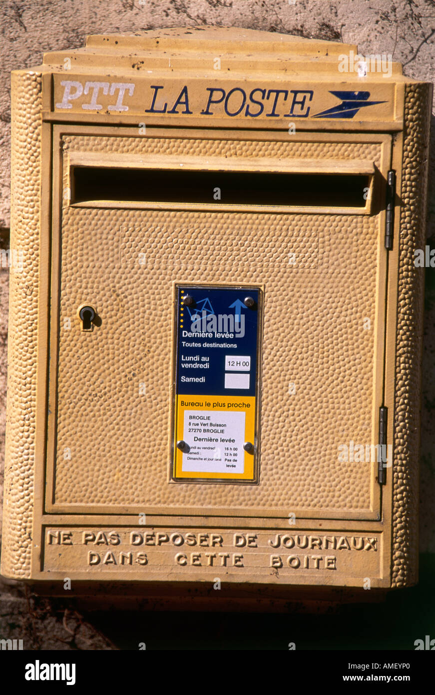 Detail of a PTT Post box in Normandy Stock Photo - Alamy
