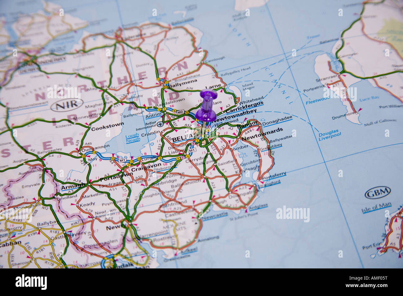 Road Map Northern Ireland Map High Resolution Stock Photography and ...