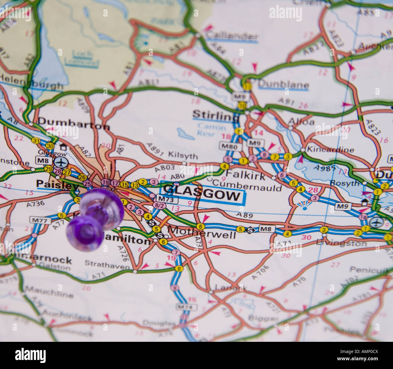 Map city glasgow map pin hi-res stock photography and images - Alamy