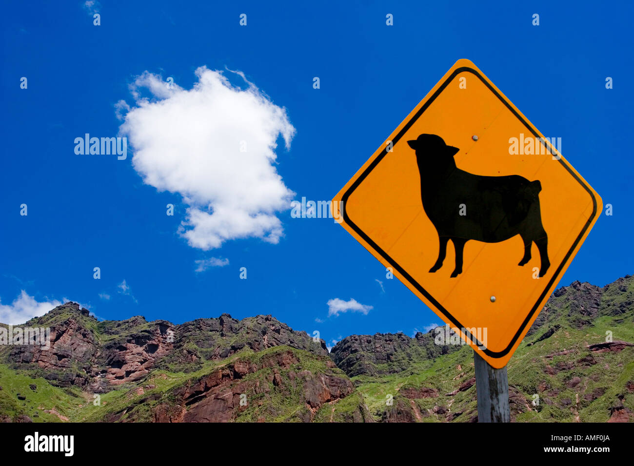 Transit sign in a road in Patagonia, Argentina, telling that this is a ...