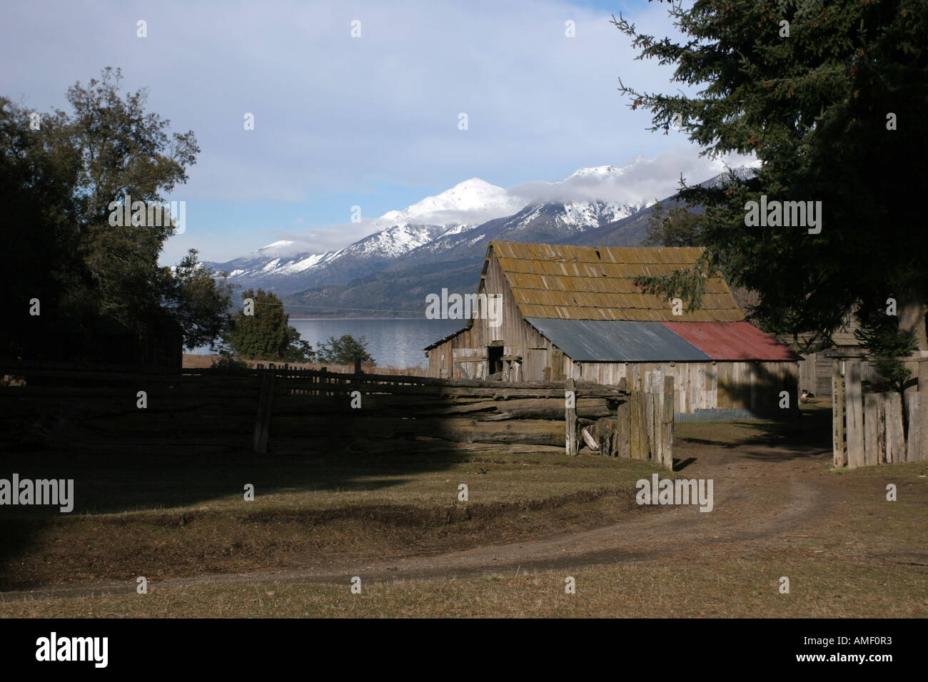 Alpine ranch house in Chubut, Patagonia, Argentina, near lake ...