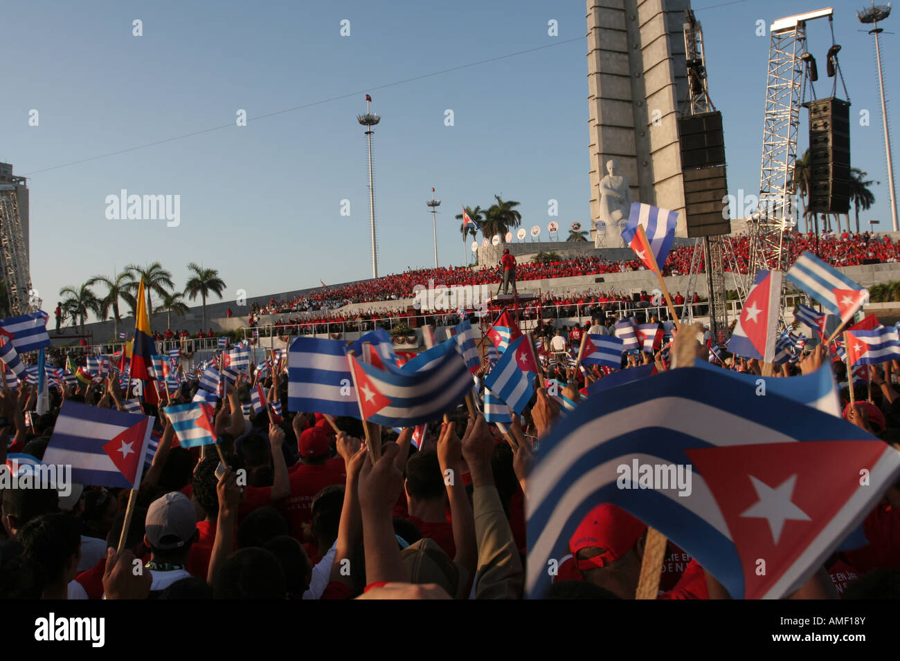 Hundreds of thousands of Cubans wave flags during Fidel Castros Labour ...