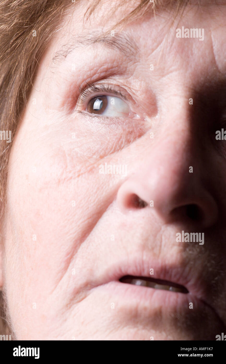 Close up of the left side of the face of a middle aged woman Stock ...