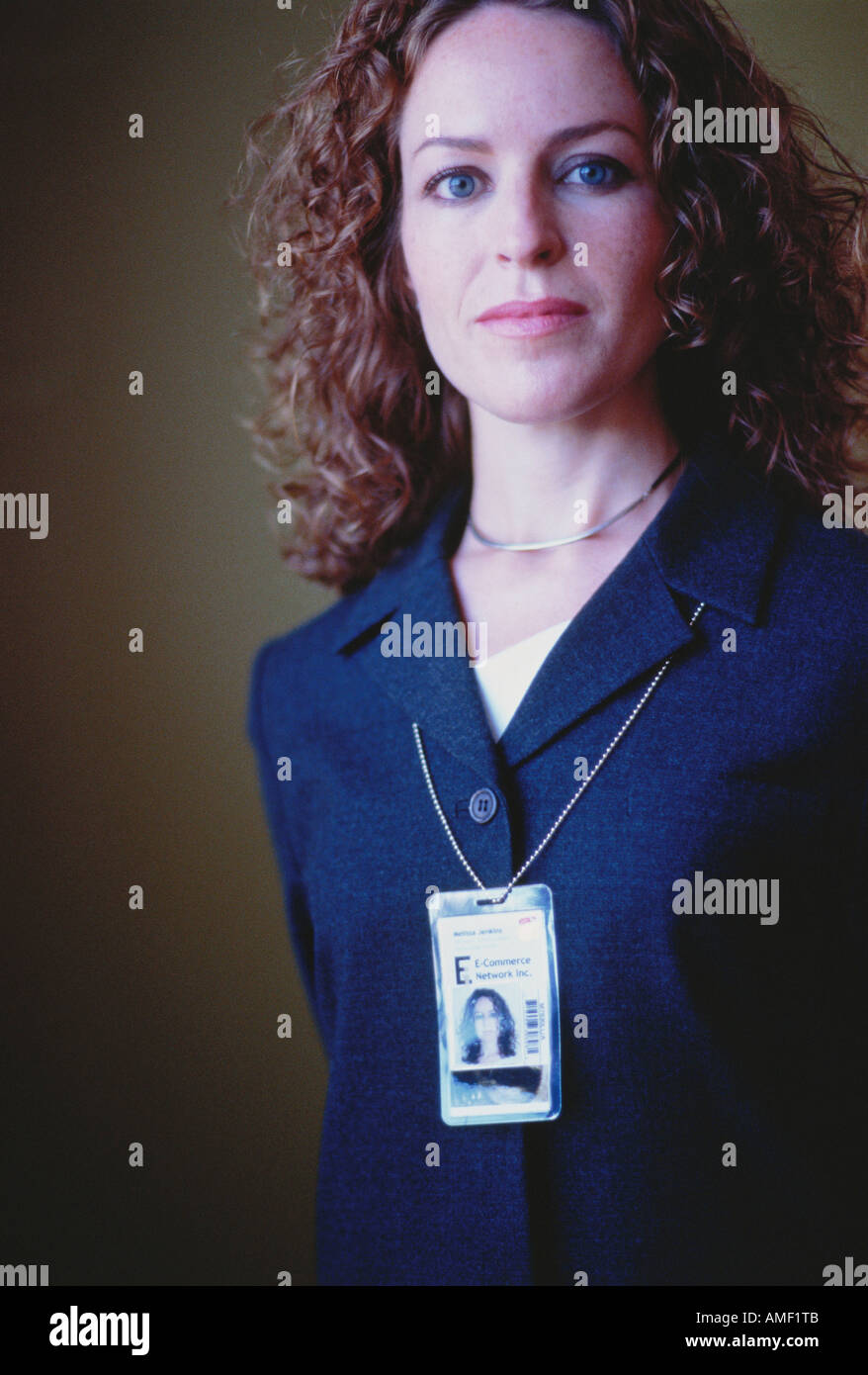 Portrait of Businesswoman with ID Card Stock Photo - Alamy