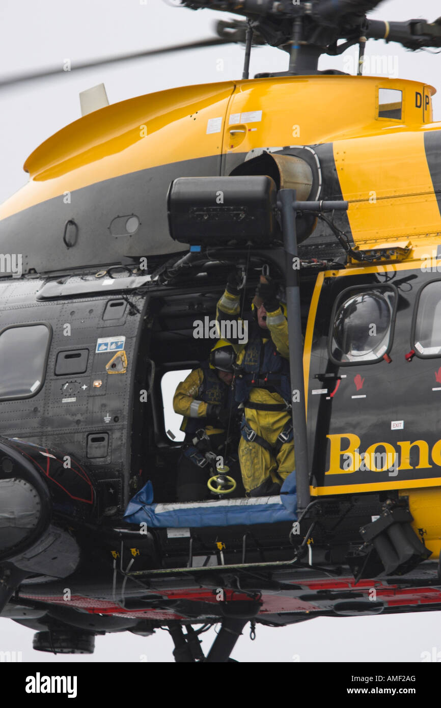 Bond Air Sea Rescue Puma Helicopter practices on the survey vessal Sea ...