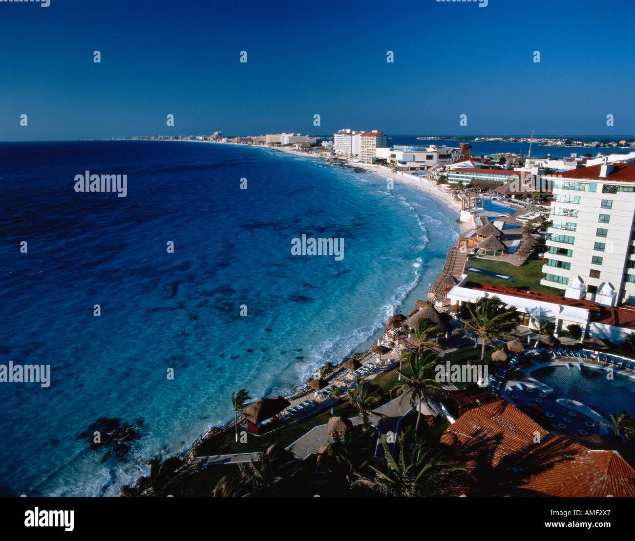 Overview of Hotel Area and Beach Cancun, Quintana Roo, Mexico Stock ...