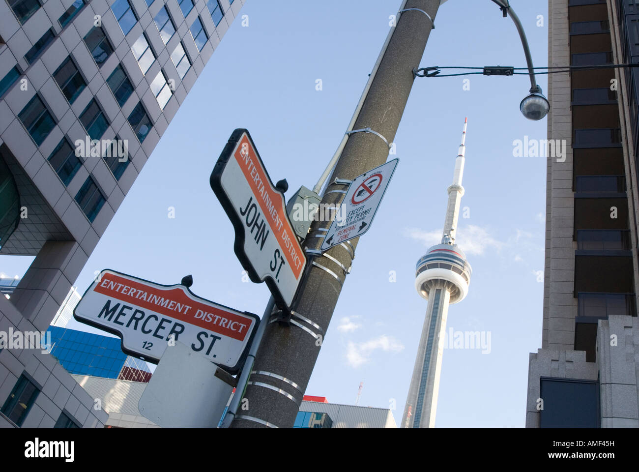 Intersection in entertainment district, Toronto, Ontario Stock Photo ...