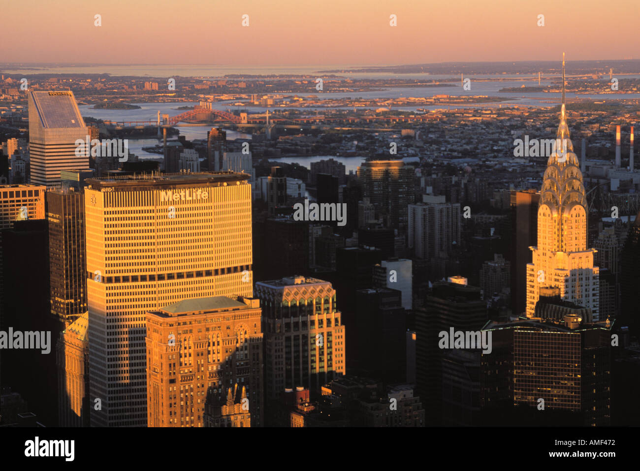 Chrysler Building Met Life Building Aerial Manhattan New York Stock ...