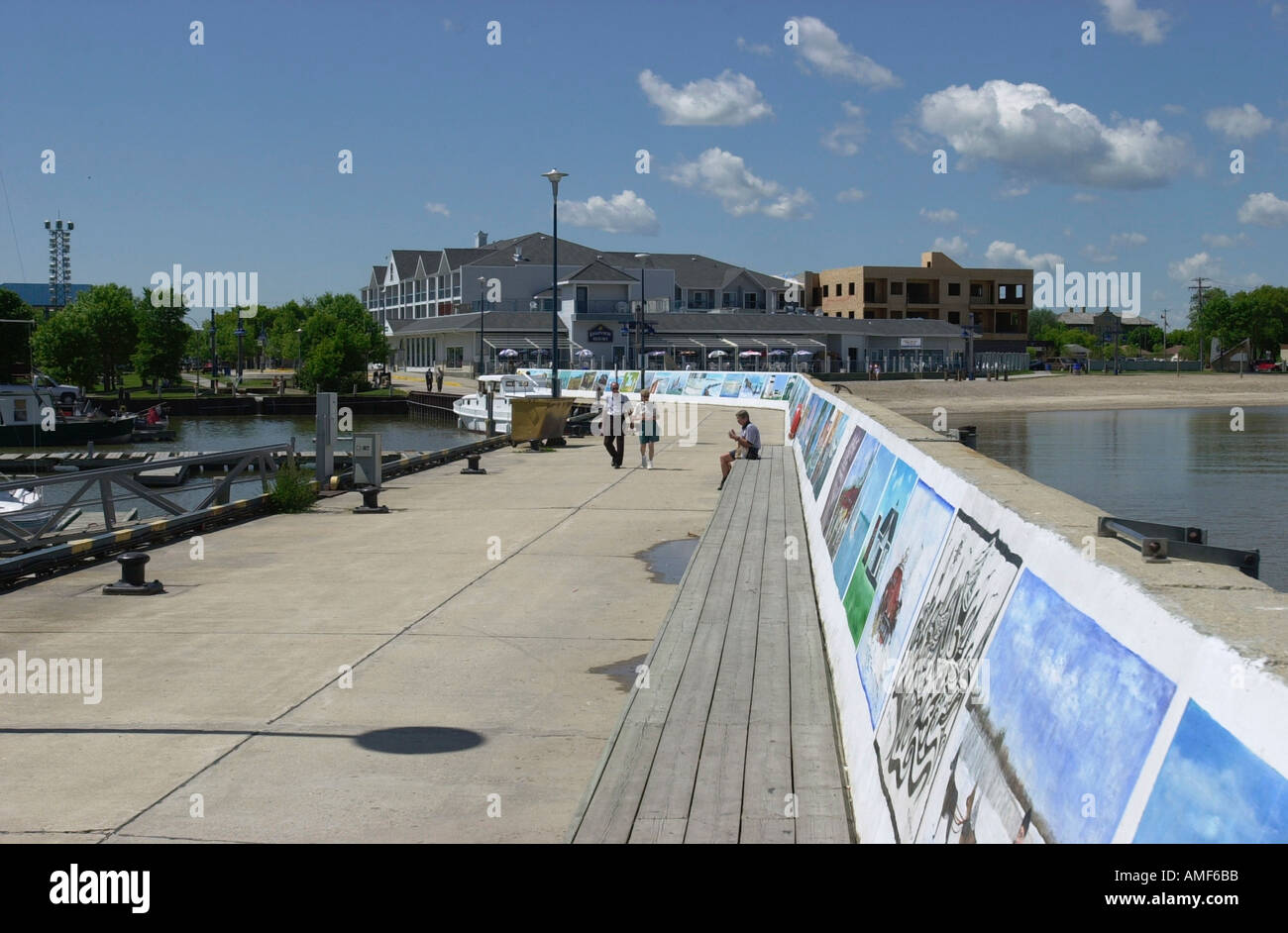People walking along the pier in Gimli Manitoba Canada Stock Photo - Alamy