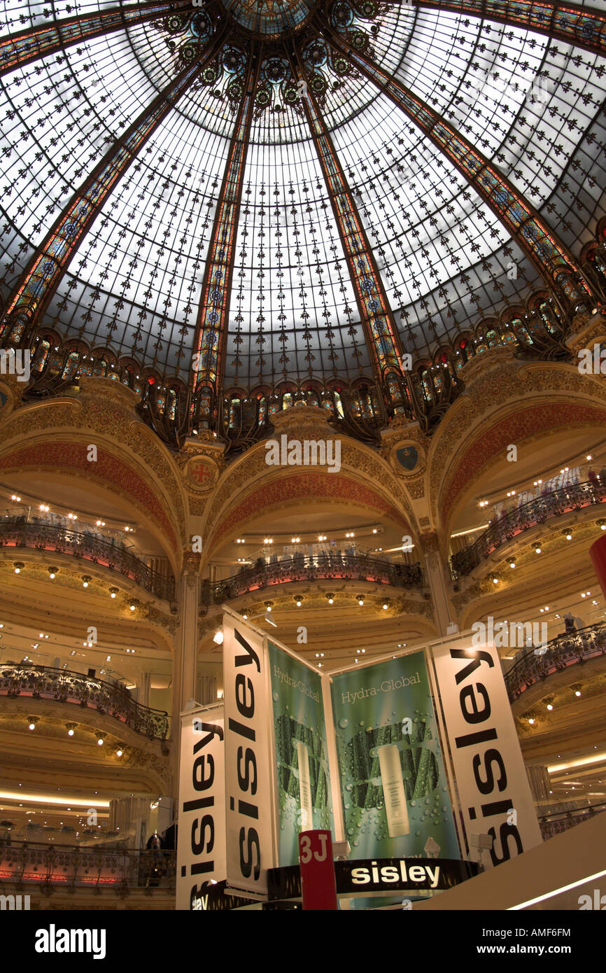 The Galleried interior of Galleries Lafayette Paris Stock Photo - Alamy