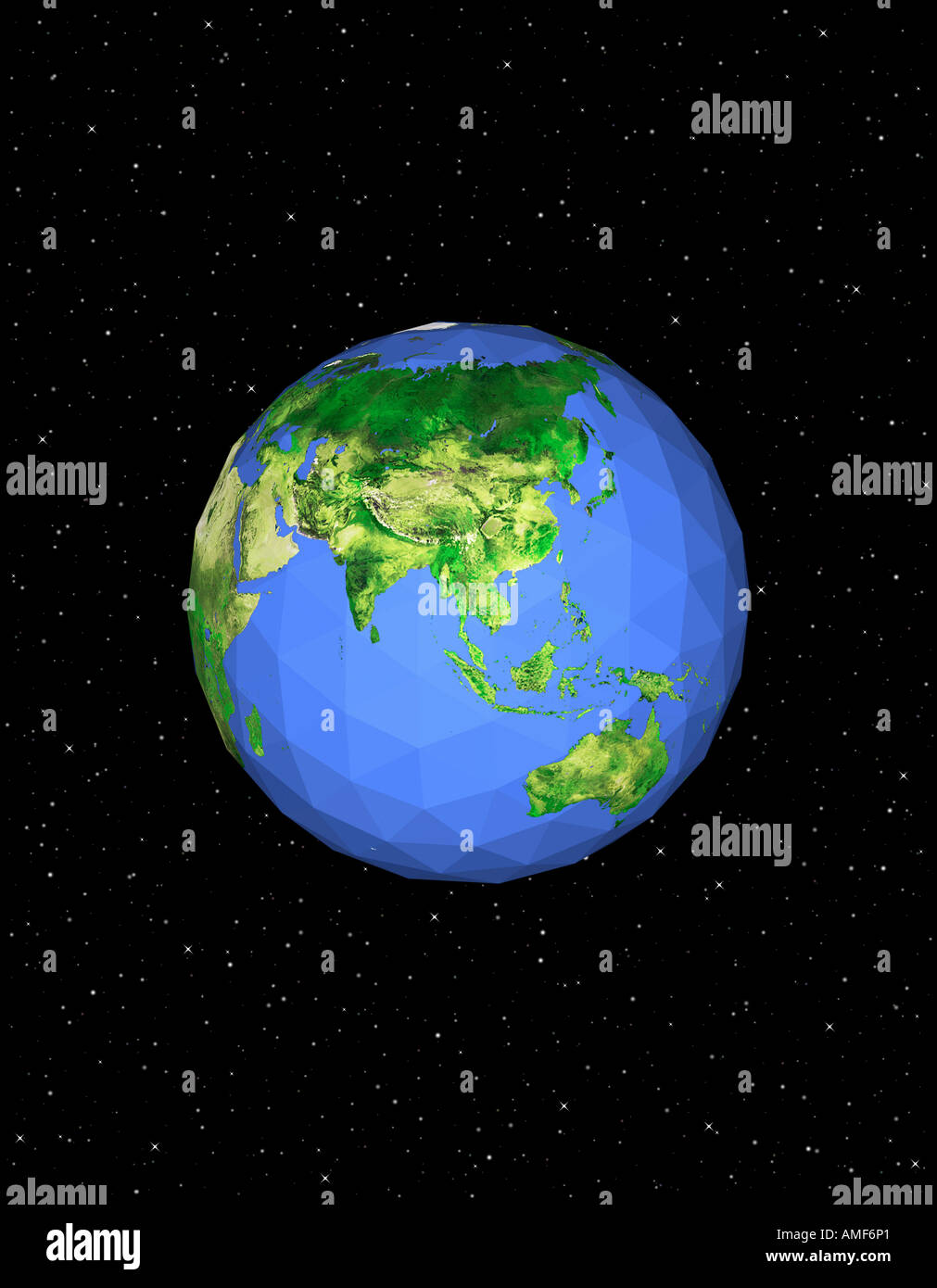 Geodesic Globe in Space, Pacific Rim Stock Photo - Alamy