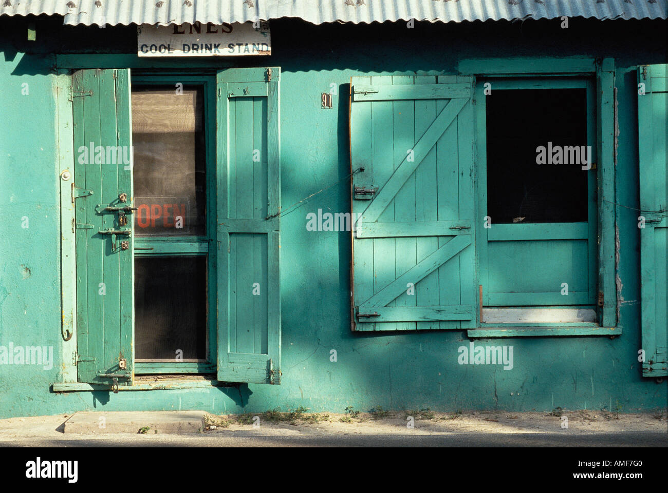 Blue Storefront, New Providence, Bahamas, Caribbean Stock Photo - Alamy