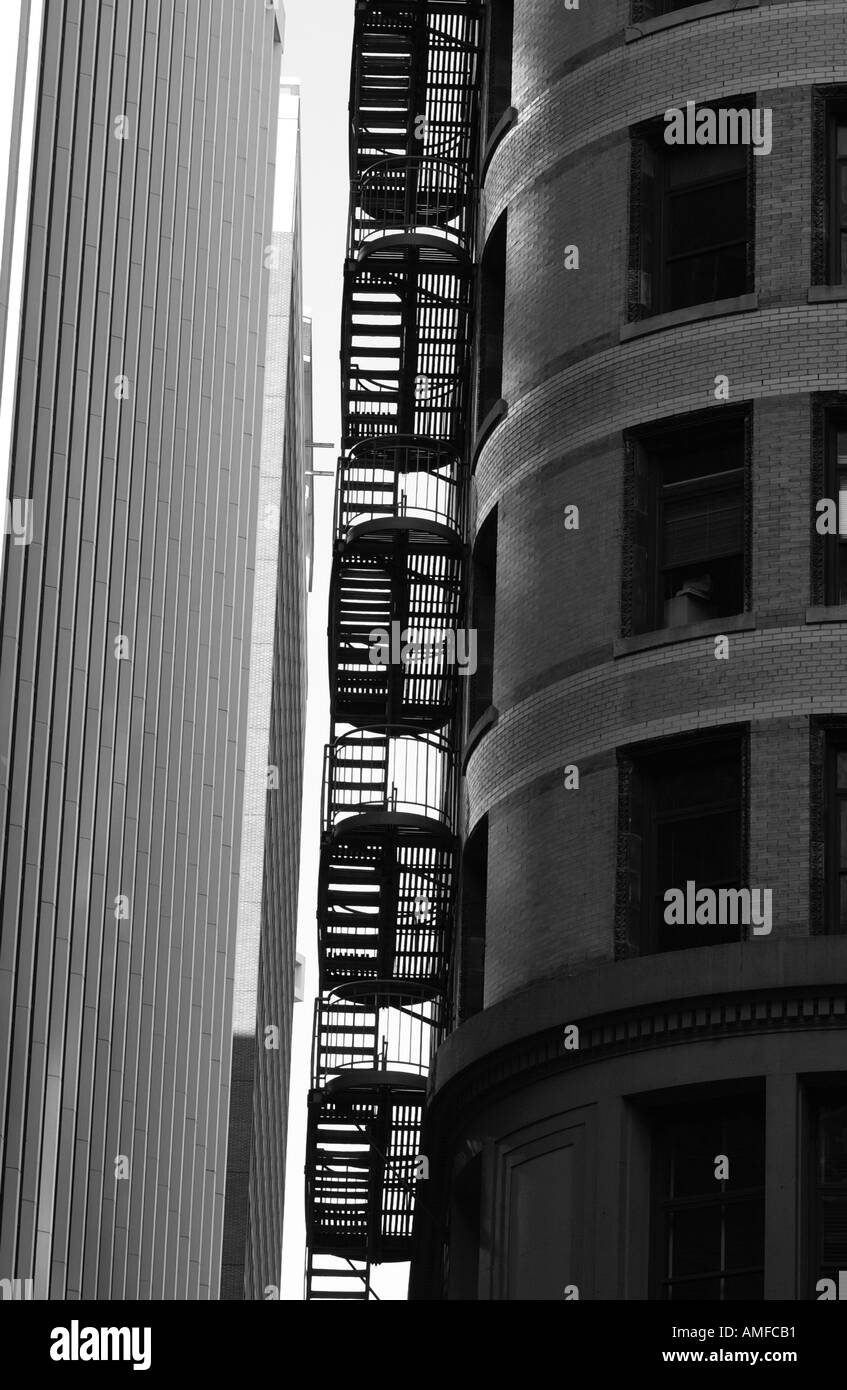 Buildings with fire stairs Black and White Stock Photos & Images - Alamy